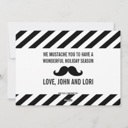FUNNY MUSTACHE CUSTOMIZABLE HOLIDAY GREETING CARD | Zazzle
