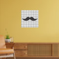 Funny Mustache Drawing And Black Polka Dots Poster | Zazzle