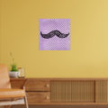 Funny Mustache Drawing With Purple Polka Dots Poster | Zazzle
