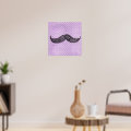 Funny Mustache Drawing With Purple Polka Dots Poster | Zazzle