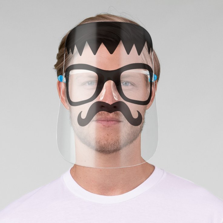 Funny Mustache Glasses Face Shield | Zazzle