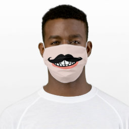 Funny Mustache Mouth Adult Cloth Face Mask | Zazzle