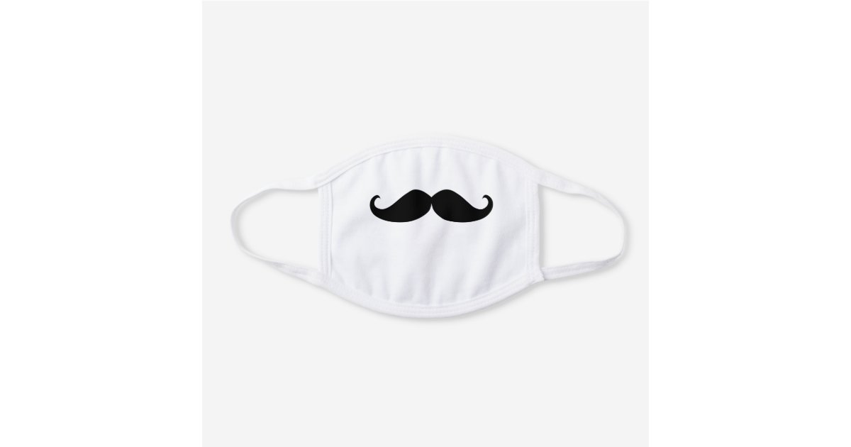 Funny Mustache White Cotton Face Mask | Zazzle