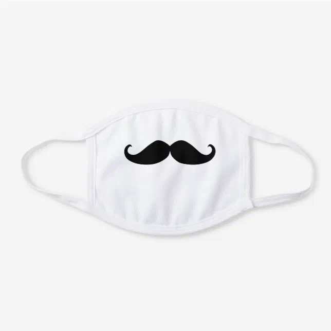 Funny Mustache White Cotton Face Mask | Zazzle