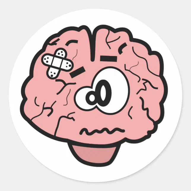 Funny My Brain Hurts Doctor Cartoon Classic Round Sticker | Zazzle