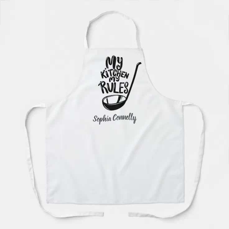 Funny My Kitchen My Rules Custom Text and Color Apron | Zazzle