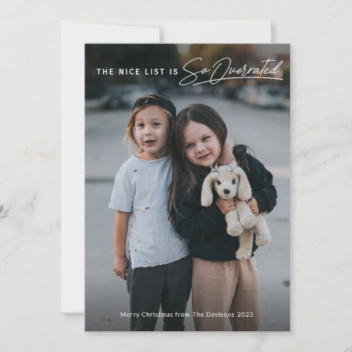 Funny Naughty The Nice List Photo Christmas Holiday Card | Zazzle