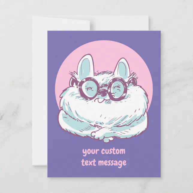 funny nerd plump cat cartoon thank you card | Zazzle