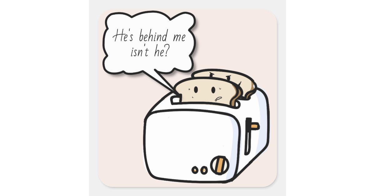 Funny Nervous Toast Cartoon Square Sticker | Zazzle