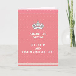 Funny New Driver Girly Pink Congratulations Card | Zazzle