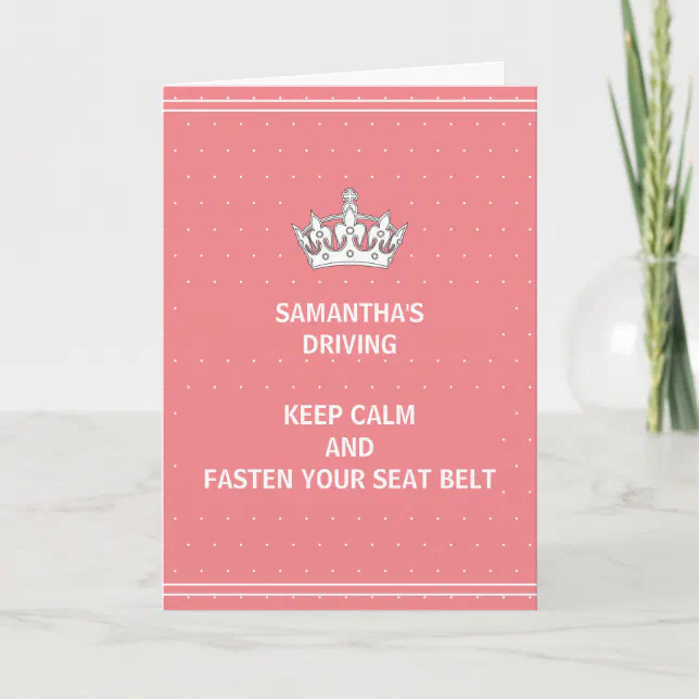 Funny New Driver Girly Pink Congratulations Card | Zazzle