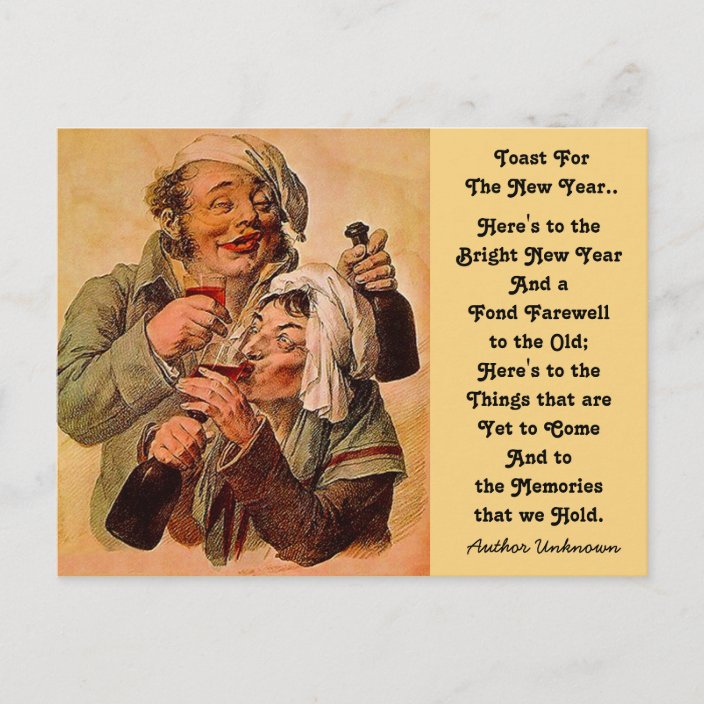 Funny New Year's Toast Couple Toasting Postcards | Zazzle.com