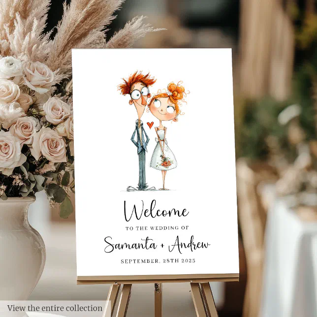 Funny Newlyweds Welcome Sign Quirky Wedding Poster | Zazzle