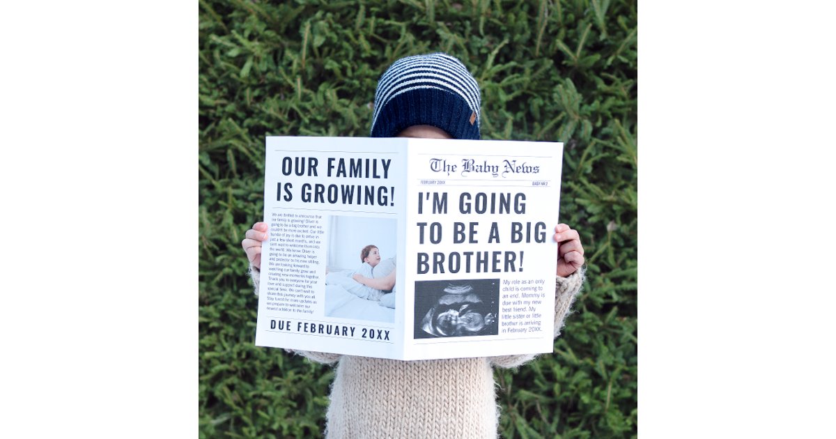 Funny Newspaper Big Brother Pregnancy Announcement | Zazzle