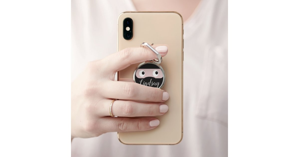 Funny Ninja Face Cartoon Phone Ring Stand | Zazzle