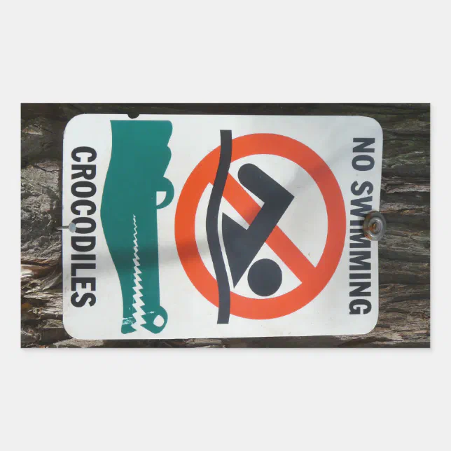 Funny NO SWIMMING Warning Sign Rectangular Sticker | Zazzle