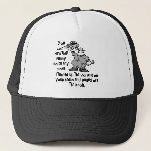 Funny Noise Mechanic Trucker Hat | Zazzle