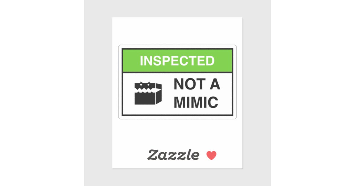 Funny Not a Mimic Sign Tableto RPG Sticker | Zazzle