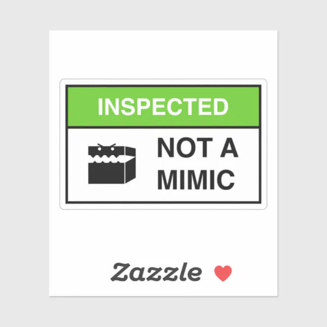 Funny Not a Mimic Sign Tableto RPG Sticker | Zazzle
