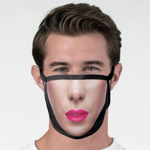 Funny Novelty Fake Attractive Face with Lipstick Face Mask | Zazzle