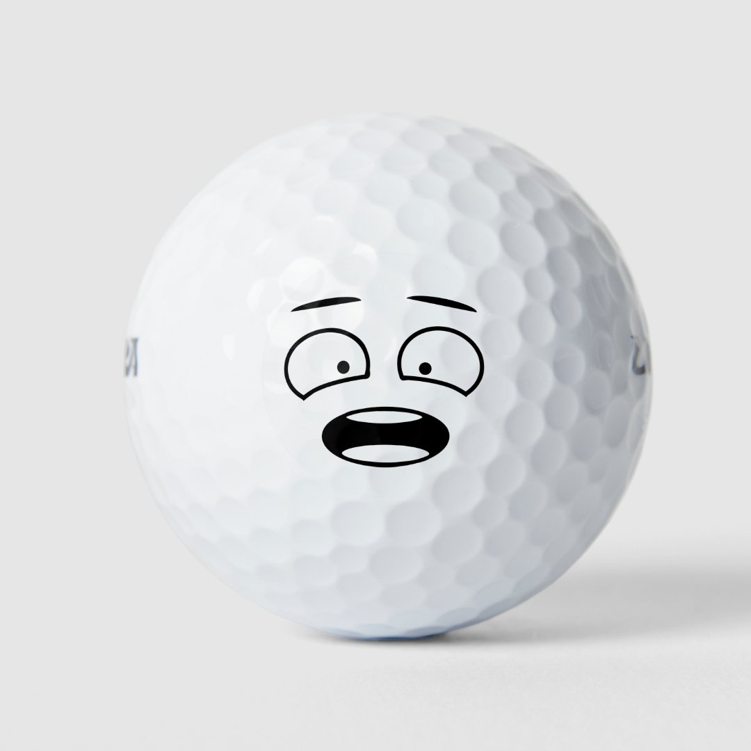 Funny Novelty Scared Face Emoji Golf Balls | Zazzle