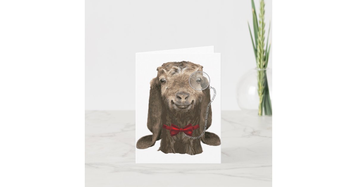 Funny Nubian Goat With Monocle Card | Zazzle