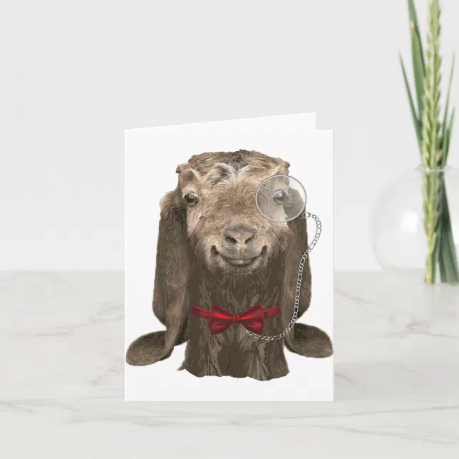 Funny Nubian Goat With Monocle Card | Zazzle