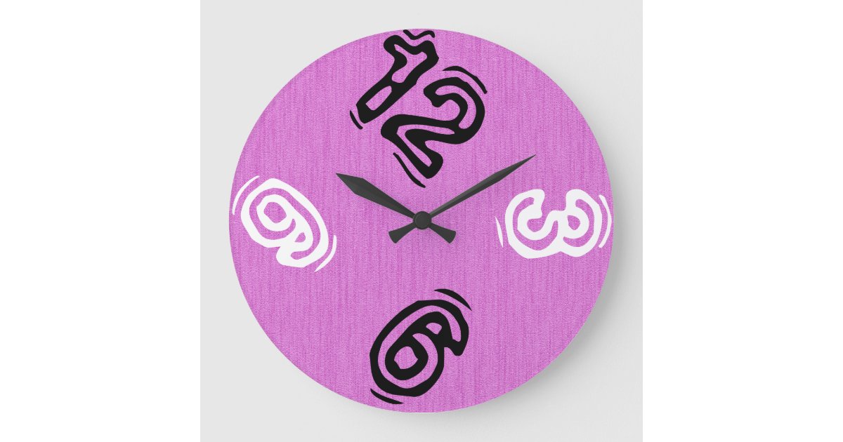Funny Number with Purple Wood Grain Large Clock | Zazzle