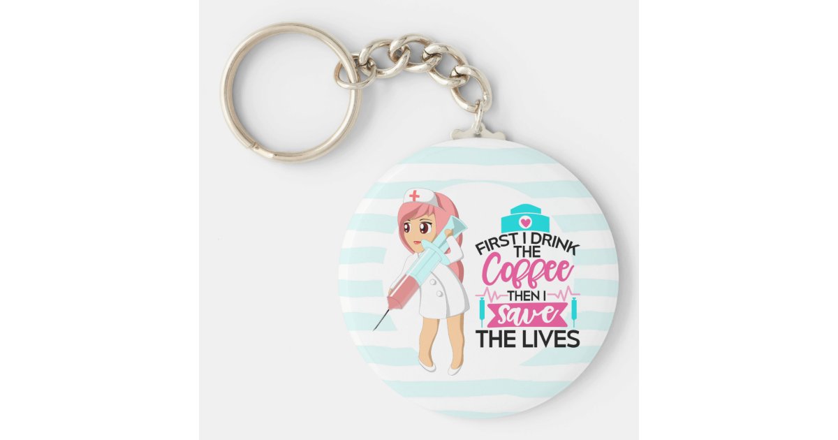 Funny Nurse Saying with Big Hypodermic Needle Keychain | Zazzle.com