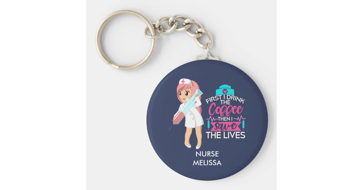 Funny Nurse Saying with Big Hypodermic Needle Keychain | Zazzle.com