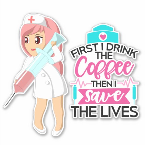 Funny Nurse Saying with Big Hypodermic Needle Sticker | Zazzle