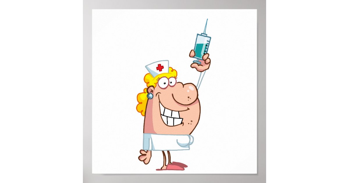 Funny Nurse-with-syringe shot Poster | Zazzle