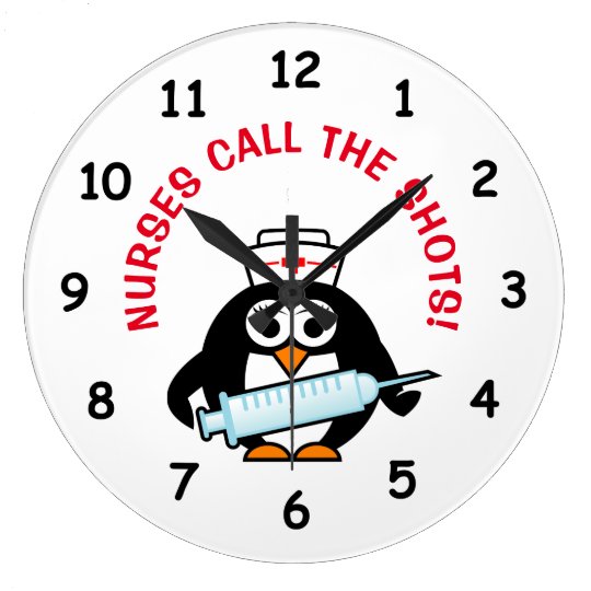 Funny nursing wall clock with cute penguin nurse | Zazzle.com