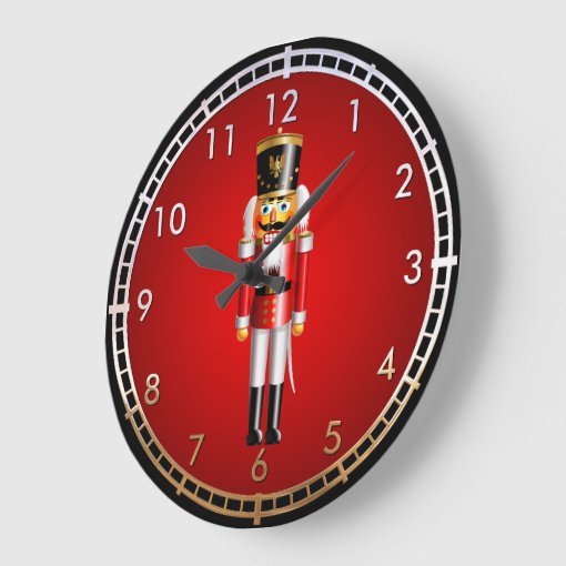 Funny Nutcracker Toy Soldier Cartoon Large Clock | Zazzle