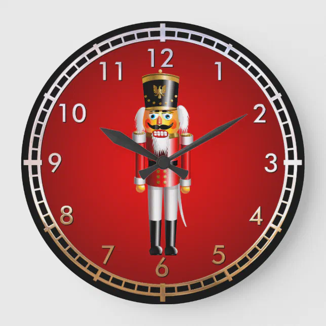 Funny Nutcracker Toy Soldier Cartoon Large Clock | Zazzle