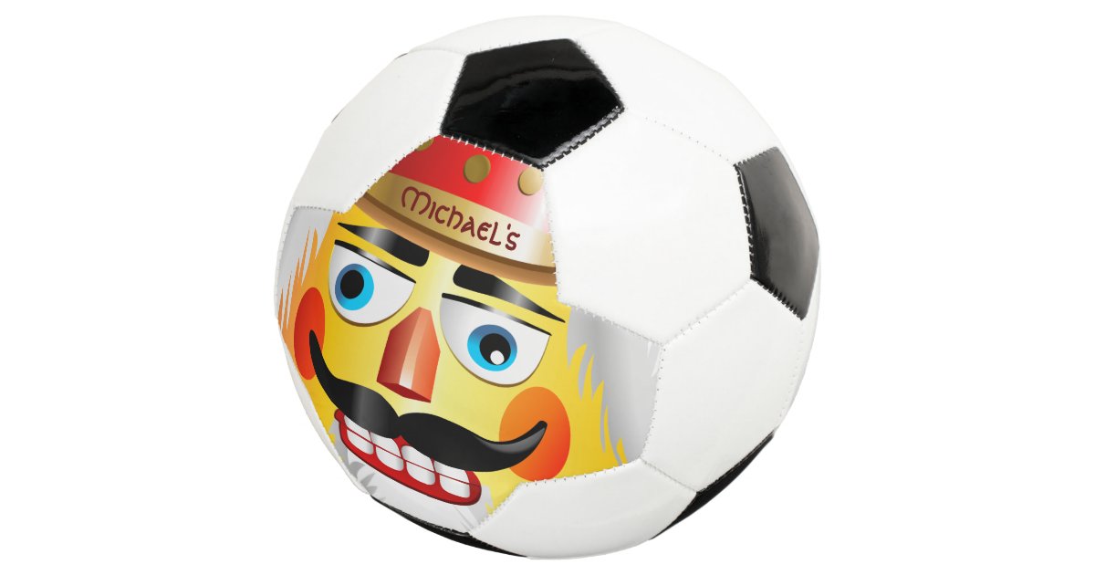 Funny Nutcracker Toy Soldier With Pointed Mustache Soccer Ball | Zazzle