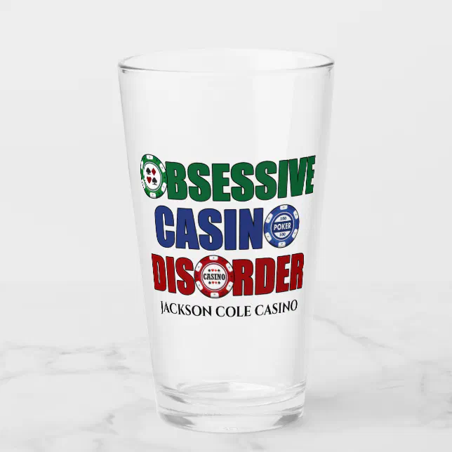 Funny Obsessive Casino Disorder Custom Glass | Zazzle