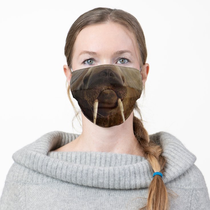 funny ocean animal walrus tusk adult cloth face mask | Zazzle