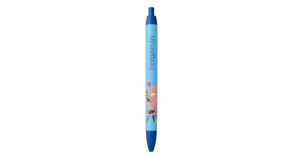 Funny octopus hugs diver cartoon humour pen | Zazzle