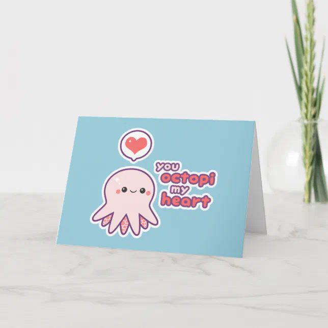 Funny Octopus Valentine Holiday Card | Zazzle