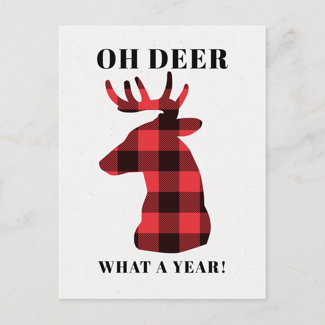 Funny Oh Deer What a Year Lumberjack Christmas Holiday Postcard | Zazzle