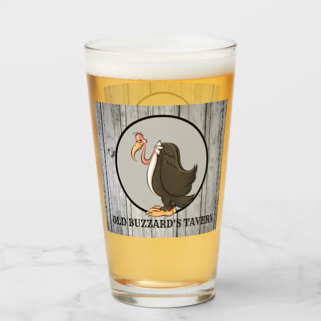 Funny Old Buzzard's Tavern beer glass | Zazzle