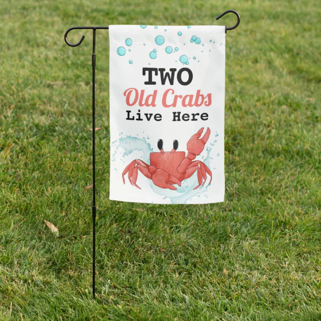 Funny Old Crab Summer Beach House House Flag | Zazzle