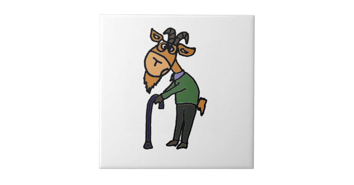 Funny Old Goat Original Art Cartoon Ceramic Tile | Zazzle