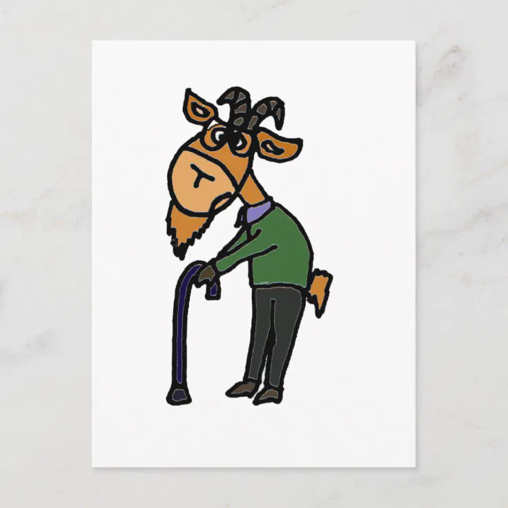 Funny Old Goat Original Art Cartoon Postcard | Zazzle