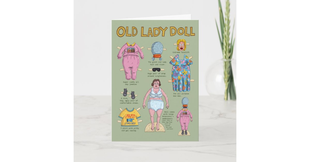 FUNNY Old Lady Paper Doll. Card | Zazzle