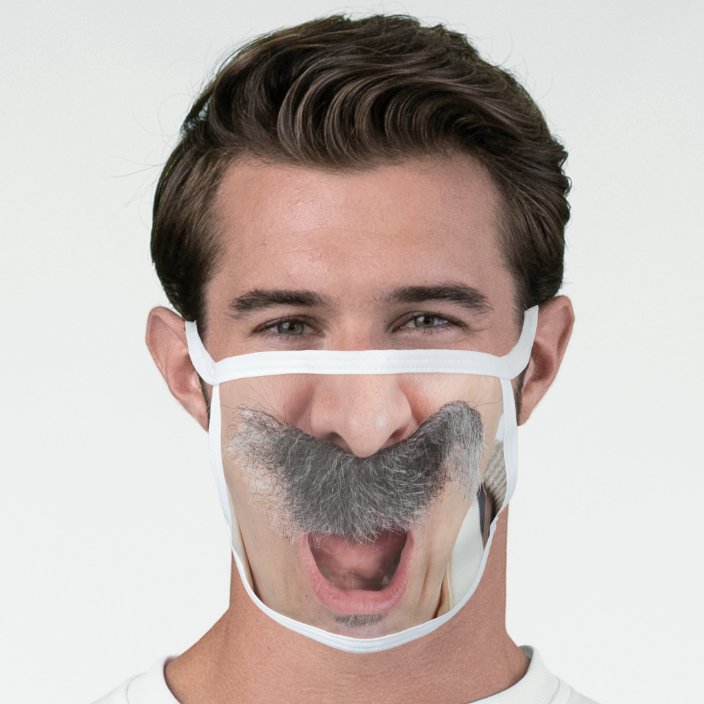Funny Old Man Mustache Face Mask | Zazzle.com