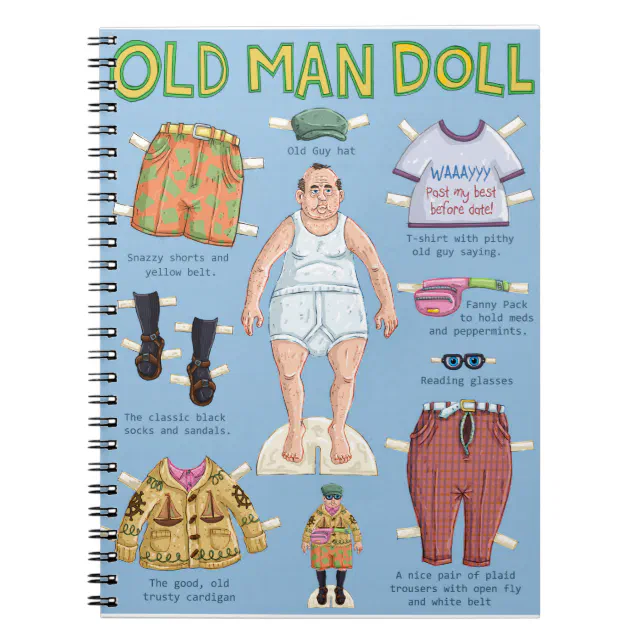 FUNNY Old MAN Paper Doll. Notebook | Zazzle