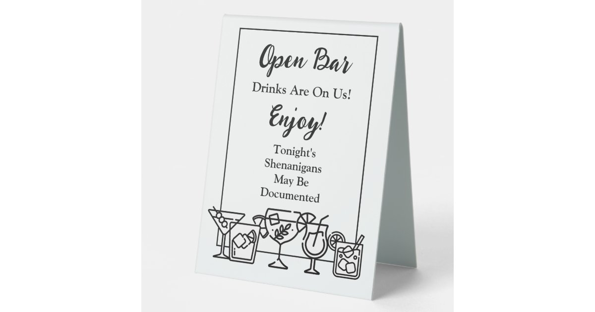 Funny Open Bar Wedding Sign | Zazzle