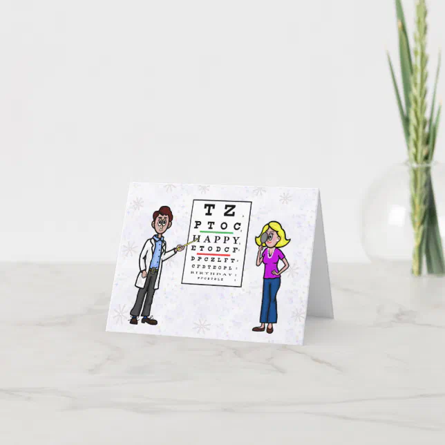 Funny Optometrist and Patient Birthday Card | Zazzle